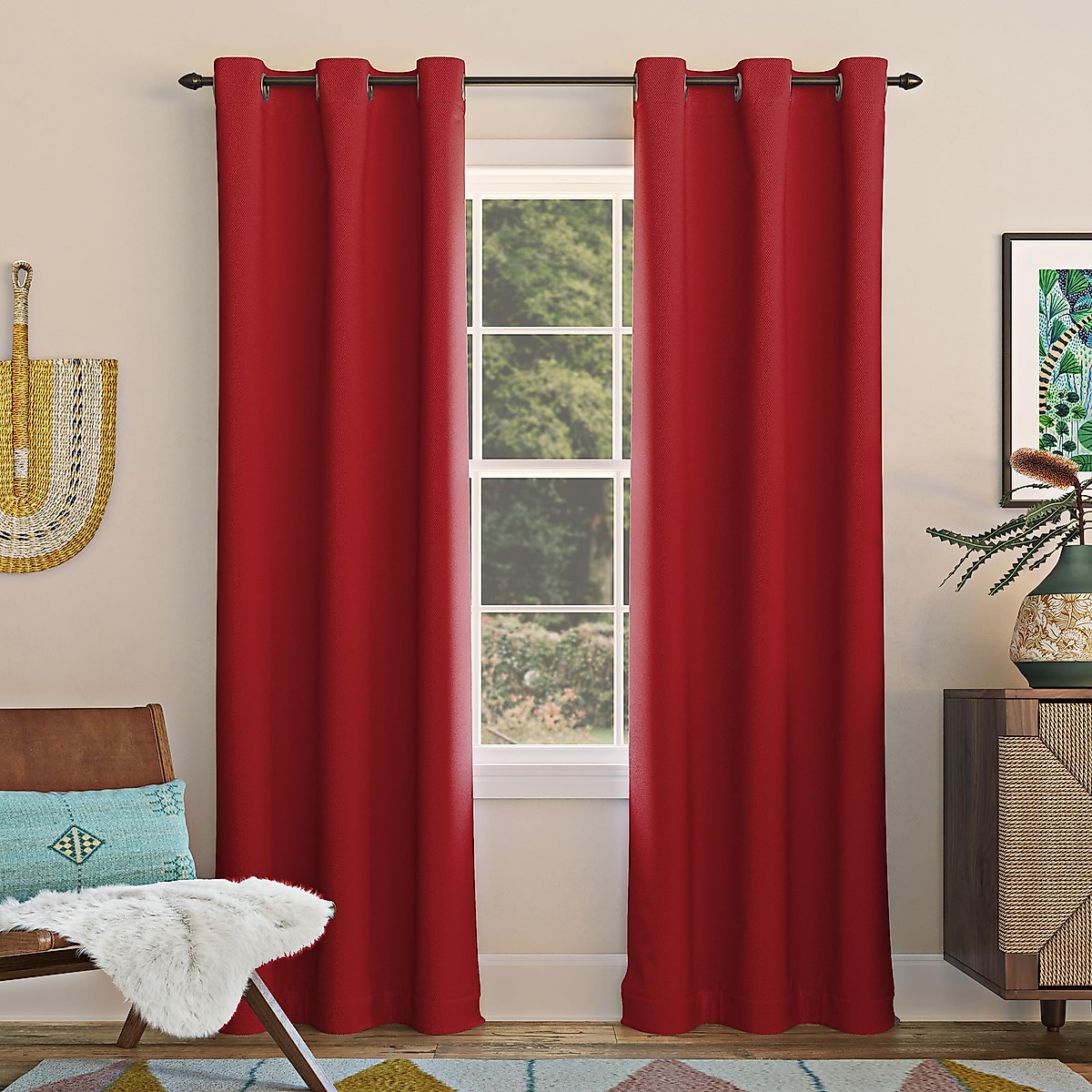 Sun Zero Easton Energy Saving Blackout Grommet Curtain Panel, 40" x 84", Red
