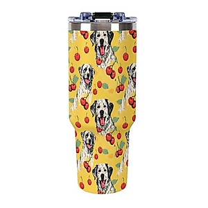 Labrador Retriever Dog Cherries 40 Oz Stainless Steel Cup Travel Tumbler with Handle and Straw Lightweight Coffee Mug for Home Office