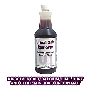 Detco Urinal Salt Remover Concentrate - Safe on Pipes and Plumbing, Odor Control, Cleans Rust, Scale, and Uratic Salt Build-Up, 1 Quart