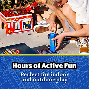 Stomp Racers Air Powered Race Cars by Stomp Rocket, Rescue Racers Pack - Dueling Stomp Racers Toy Car Launcher - Fun Backyard & Outdoor Multi-Player Kids Toys Gifts for Boys, Girls & Toddlers