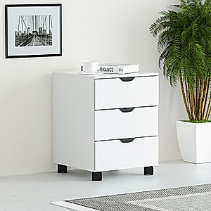 VICLLAX 3 Drawer Wood Mobile File Cabinet Under Desk Storage Assemble Needed with Casters for Home Office, White