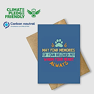 Sympathy card for loss of dog with envelope | Pet sympathy present for dog's passing | May Fond Memories of Your Beloved Pet Warm Your Heart Always