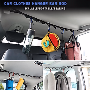 Runspich Car Clothes Hanger Bar Rod - Travel Portable Clothesline Hanger Telescopic - Retractable Clothes Drying Line Outdoors - Cloth Racks for Coat Suit SUV
