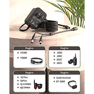 VHBW 5V Charger Replacement for Dogtra with Splitter Cable, Replacement SBC5V1000 Charger Compatible with Dogtra iQ Series, YS600, 200C, 280C, EF-3000 Gold Receiver,YS300 Collar Trainer (UL Listed)