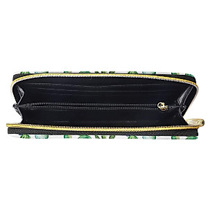 Freewander Green Cactus Flower Wallet Handbag Clutch Bag Women Purse Money Manager Plenty of Room Gift for Wife