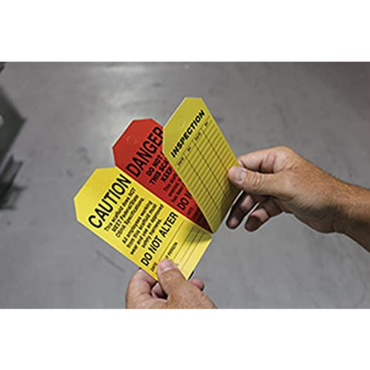 Accuform "Danger/Caution/Attention", Pack of 25 PF-Cardstock Scaffold Status Tag, Legend, 5.75" x 3.25", Black on Green/Yellow/Red, TSS200CTP