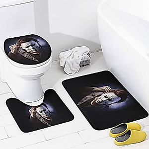 Woodyotime Michael Horror Myers Shower Curtain Sets 4 Piece Bathroom Set Shower Curtain Non-Slip Rugs Toilet Lid Cover Bath Mat Bathroom Decor