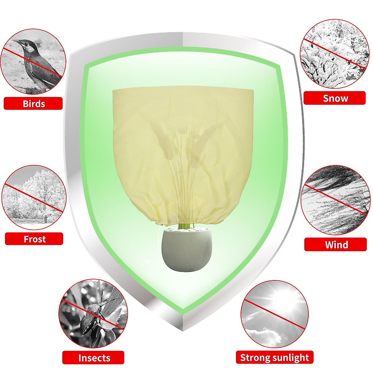 85”(W)x95”(H) Plant Covers Freeze Protection, 2.8oz/yd² Winter Frost Covers for Outdoor Plants,1 Pcs Extra Large Tree covers with Zipper Drawstring, Protect Plants from Cold, Frost, Wind, and Pests