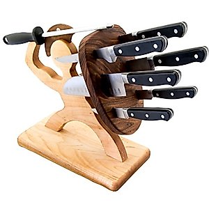 Missing Digit Woodshop Spartan Knife Set - Chef's Edition - 8-piece, Handmade, Heavy Steel Professional Knife Set - American Maple & Walnut