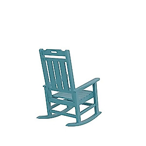 Presidential Rocking Chair HDPE Rocking Chair Fade-Resistant Porch Rocker Chair, All Weather Waterproof for Balcony/Beach/Pool,Blue