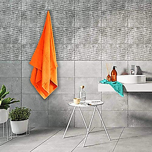 Belizzi Home 8 Piece Towel Set 100% Ring Spun Cotton, 2 Bath Towels 27x54, 2 Hand Towels 16x28 and 4 Washcloths 13x13 - Ultra Soft Highly Absorbent Machine Washable Hotel Spa Quality - Orange