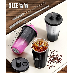 Domusensus 20oz Tumbler with Lid and Straw, 2025 New Insulated Coffee Cup with Mag Straw Topper, Fully Spill Proof Travel Coffee Mug, Stainless Steel Coffee Tumbler for Work Home Outdoor Car-Black
