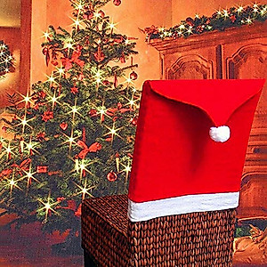 Callenbach 6Pcs Christmas Chair Covers for Dining Room Christmas Table Decoration Santa Hat Chair Back Cover for Xmas Restaurant Holiday Festival Party Decor