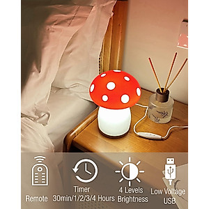 Mushroom Lamp Night Light Glass Lamps for Bedrooms Vintage Retro Funky Cool Small Cute Lamp Bedside Bed Side Table Nightstand 70s Mid Century Modern Aesthetic Gift for Girls Room Decor Dimmable