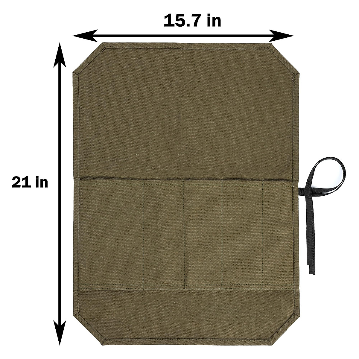 Kaaltisy Knife Roll Bag, 16oz Waxed Canvas Chef Knife Bag with 5 Slots, Specialized Anti Cutting Fabric Knife Holder with Tie Rope | Army Green