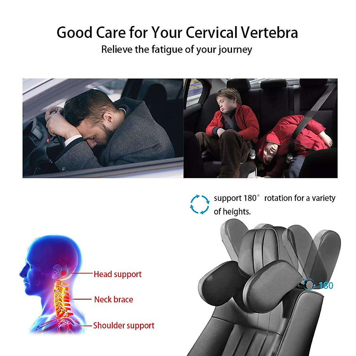 Car Headrest Pillow,Adjustable Road Pal Car Headrest,Sleep Travel Car Headrest,Car Seat Headrest Neck Rest Cushion for Adults