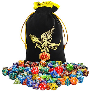 QMay DND Dice Set - 20x7 (140 Pieces) Polyhedral Dice, 20 Colors D&D Dice for Dungeons and Dragons Tabletop Role-Playing Games with 1 Drawstring Bag