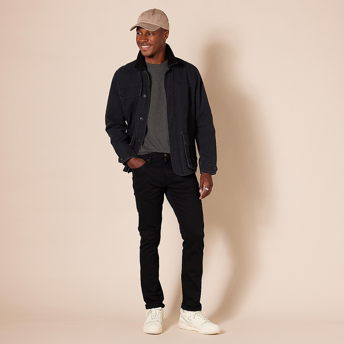 Amazon Essentials Men's Skinny-Fit Stretch Jean, Black, 38W x 30L