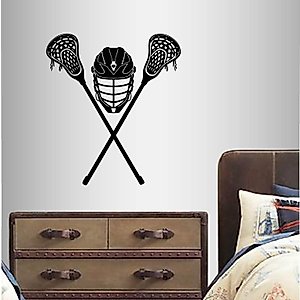 In-Style Decals Wall Vinyl Decal Home Decor Art Sticker Lacrosse Helmet Sports Sportsman Boy Girl Kids Room Removable Stylish Mural Unique Design