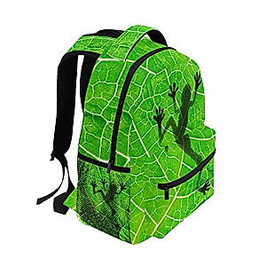 ZZKKO Animal Frog Tree Leaf Boys Girls School Computer Backpacks Book Bag Travel Hiking Camping Daypack