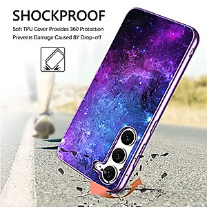 GUAGUA Compatible with Samsung Galaxy S23 Case 6.1 Inch Glow in The Dark Noctilucent Luminous Space Nebula Slim Fit Cover Shockproof Protective Anti Scratch Case for Samsung S23 5G, Blue Nebula