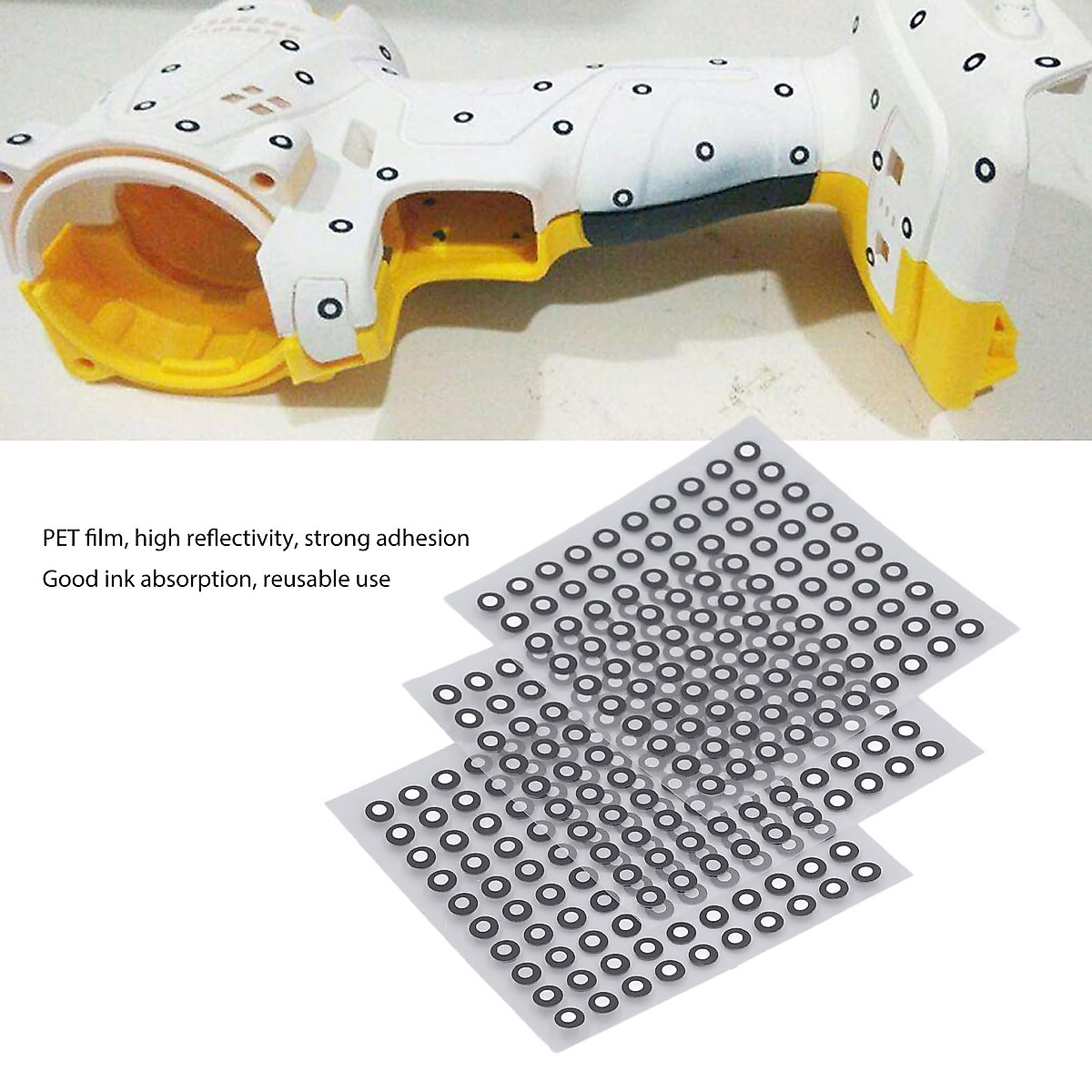 300 Pcs 3D Scanning Marker 3mm ID 6mm OD 3D Scanning Tracking Dot Adhesive Reflective Film Sticker Reference Marking Point for 3D Scanner