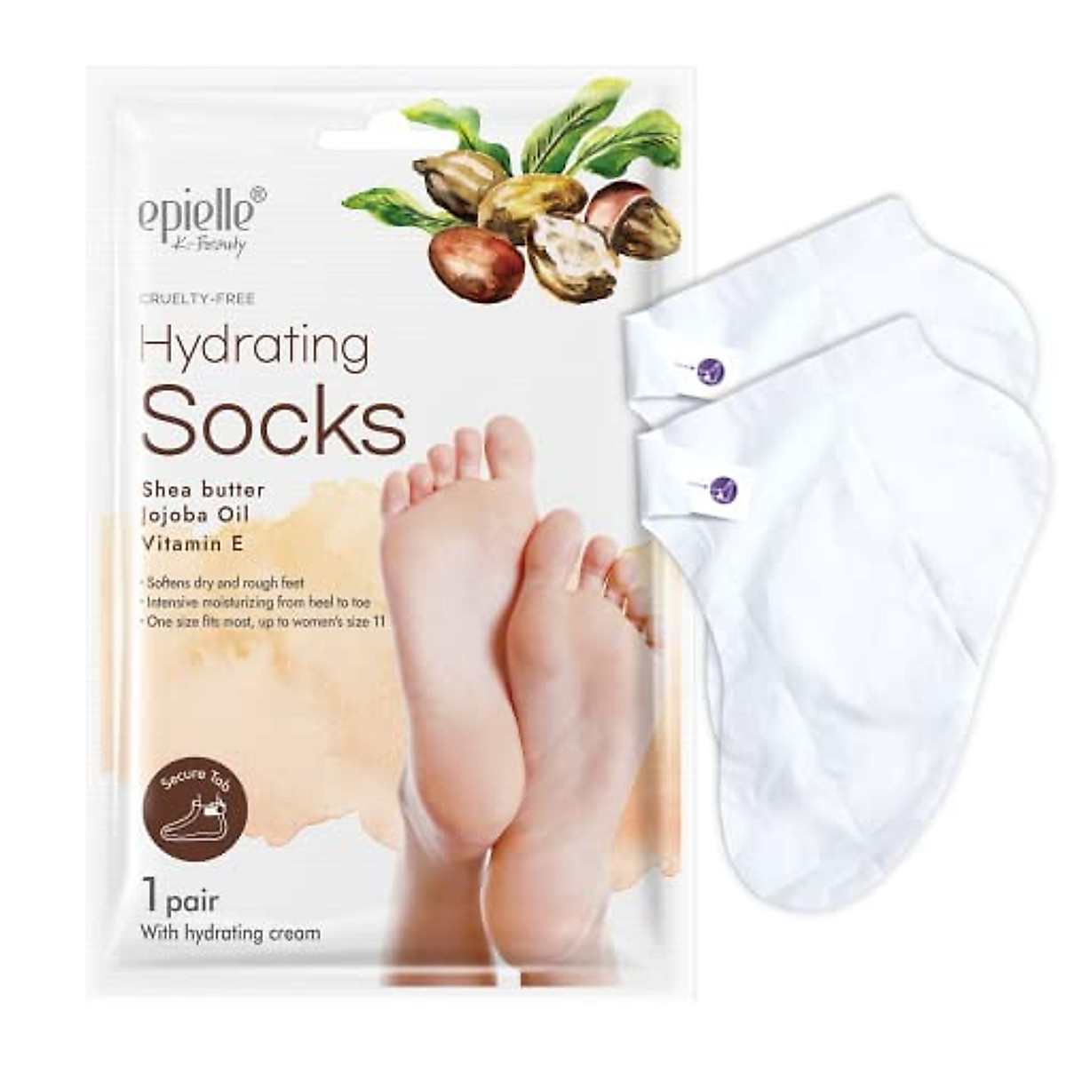 New Epielle Hydrating Foot Masks (Socks 6pk) for Cracked feet, Dry Heels, Toes and Callus - Shea Butter + Jojoba Oil + Vitamin E moisturize feet & Soften cuticles, STOCKING STUFFERS