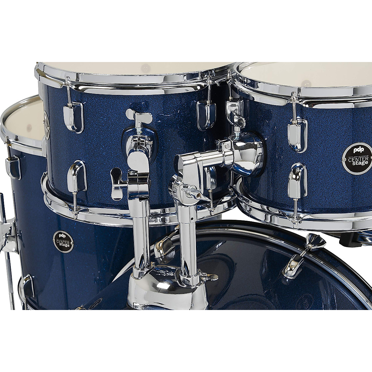 PDP By DW Center Stage Complete Drumkit, 5 Drum Set, Royal Blue Sparkle, 7x10, 8x12, 12x14 Floor, 14x20 Kick, 5x14 Snare (PDCE2015KTRB)