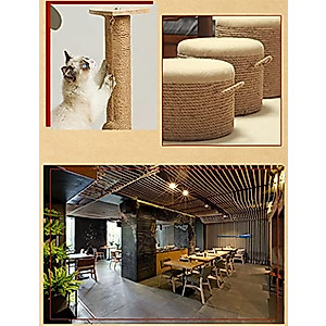 Nature Hemp Rope,1/4inch Heavy Duty Jute Twine for Cat Tree and Tower, DIY Scratcher Scratching Post Replacement, Pad, Crafts Gardening Hammock Home Decorating(66FT)