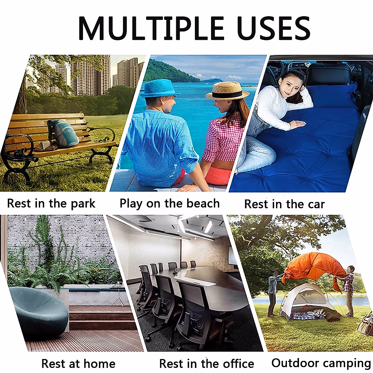 Onirii Inflatable Car Air Mattress Back Seat Bed,Car Beds Thickened Car Camping Air Mattress Bed with Air Pump,55"×35" Portable Car Travel Mattress,Car Sleeping Mattress Bed for Car Universal SUV