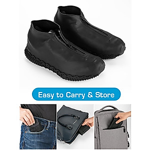 Zbyoujer Waterproof Rain Shoe Covers, Silicone Overshoes with Zipper Non-slip Galoshes for Men and Women