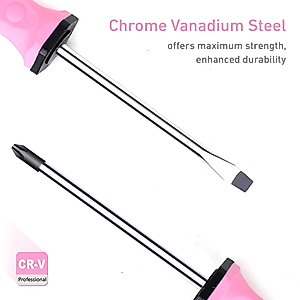 FASTPRO 12-Piece Pink Magnetic Screwdrivers Set with Slotted Phillips Screwdrivers and Precision Screwdrivers, Repair Tool Kit for Women with Storage Bag