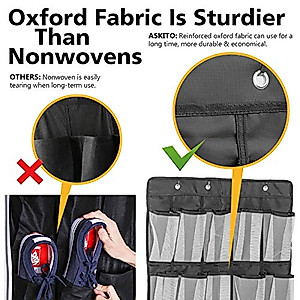 ASKITO Over The Door Shoe Organizer ,27 + 4 Large Mesh Pockets Hanging Shoe Storage ,Upgraded Oxford Fabric Black (1 PACK)