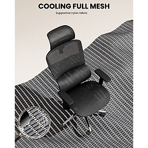 Dripex Ergonomic Office Chair - High Back Desk Chair with 3D Armrest/Lumbar Support/Headrest/Wheels, Full Mesh Seat Bottom Tilting Computer Chair for Tall People Home Rolling Swivel Chair, Black