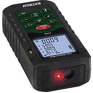 Extech DT60M Laser Distance Meter, Measurements up to 196 feet, Backlit LCD Display, Integrated Pythagorean Theorem, 20 Point Memory, Stakeout Function, Handy Built-in Bubble Level