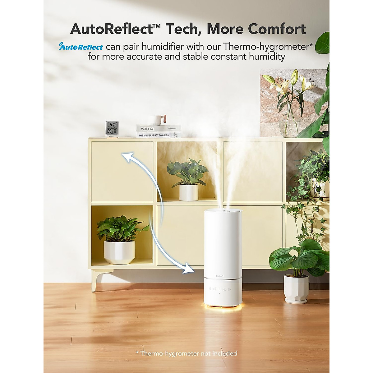 GoveeLife Humidifiers for Bedroom, 6L Top Fill Cool Mist Humidifier for Large Room, Auto Mode, Adjustable Mist, Quiet Sleep Mode, WiFi Smart Air Humidifier with RGB for Baby, Plants, Work with Alexa