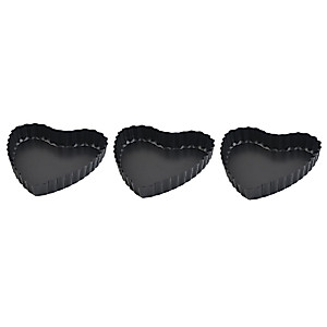Abaodam 3pcs Live Bottom Baking Tray Cake Pan Oven Safe Mini Muffin Metal Dies Heart Cake Heart Tart Pan Kitchen Baking Tool Diy Baking Tray Chrysanthemum Bakeware Dessert Plate Egg Cake