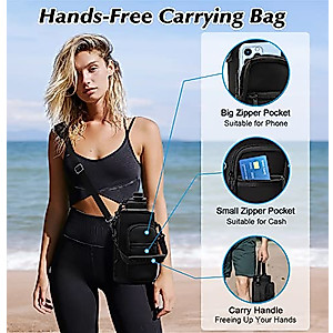 Adimos Insulated Water Bottle 64oz with Straw, Half Gallon Large Big Metal Double Wall Vacuum Stainless Steel Thermos Water Jug, Bottle Holder & 2 Lids, Leakproof Keep Cold 48H Hot 24H, Black