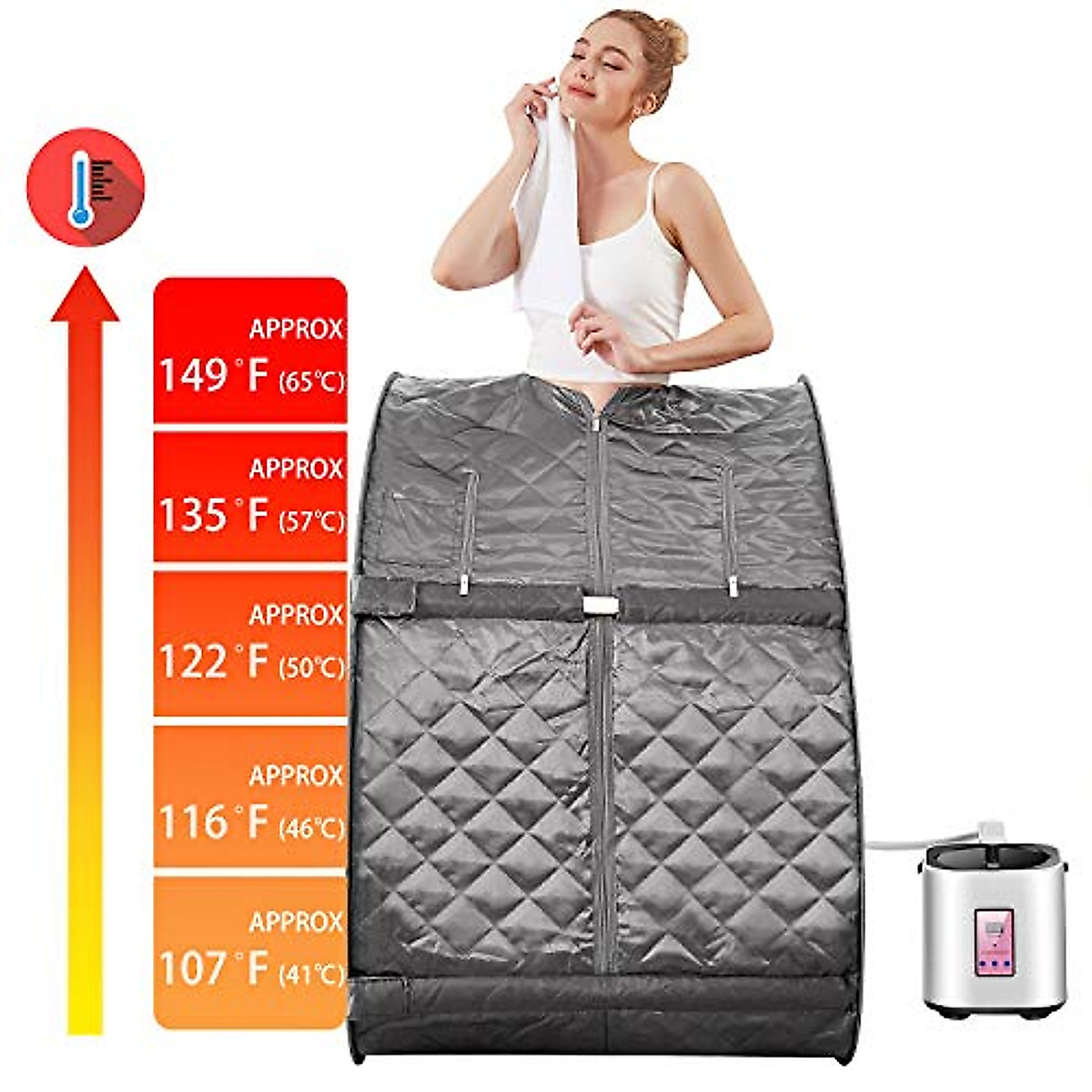 OPPSDECOR Portable Steam Sauna Spa, Personal Indoor Sauna Tent Remote Control&Chair&Timer Included, One Person Sauna for Therapeutic Relaxation Detox at Home