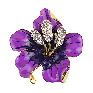 Merdia Brooch Pin for Women Flowers Brooch with Created Crystal | Elegant Brooches and Pins for women | Pearl Brooches for women with Flower Pins | Designer Brooch Collar Pins for women, Purple 29.8