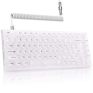 ATTACK SHARK X75 Hotswap Mechanical Gaming Keyboard with USB C Coiled Cable,TKL Tactile Switch,RGB LED,Gasket Mounted,Custom OSA Profile Clear Keycaps for PS4 PS5 Xbox Mac PC Gamer(White,Outemu)