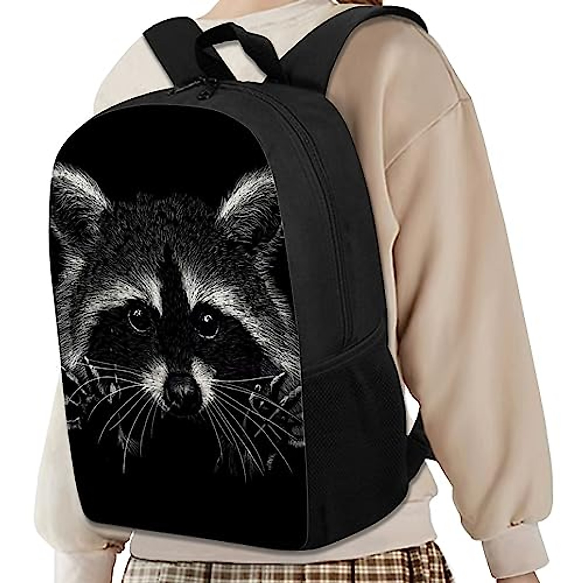 Mumeson Animal Raccoon Print Schoolbags Lightweight Back to School Supplies Bookbags Laptop Backpack Large 17 Inches Backpack Daypack