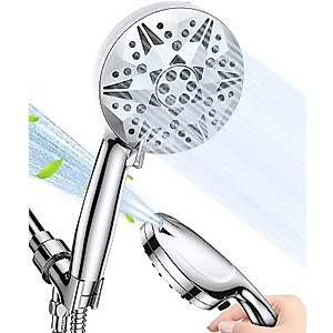 High Pressure Handheld Shower Head, Chrome Hand Held Shower Sprayer with Holder, 10 Modes Filtered Showerhead with Anti-Clog Nozzle,Detachable Shower Head with 79’’ Stainless Steel Hose for Bathing