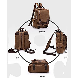 FASNAHOK Canvas Backpack for Women Travel Back Pack Multifunctional Shoulder Bag Vintage Rucksack School Bag Daypack