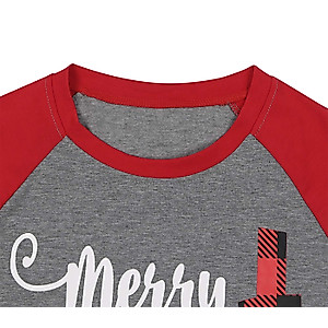 Merry Christmas Tee Shirts Women Christmas Tee Shirts Tops Letter Print Long Sleeve Raglan Baseball Tee Shirts Gray
