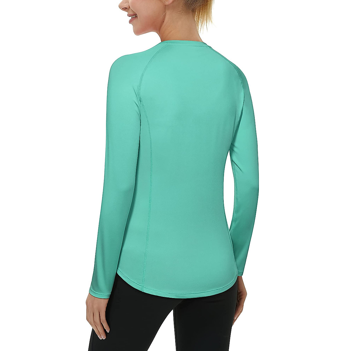 (Size:S) 2 Pack Womens Long Sleeve UV Sun Shirts UPF 50+ Workout Swim Rash Guard Tops