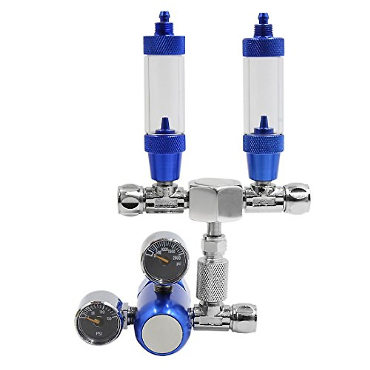 uxcell Silver Tone Metal 2 Way Splitter Regulator Valve for Aquarium Plant CO2 Tank