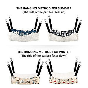 Boao 4 Pieces Rat Hammock Ferret Hammock Rat Toys Guinea Pig Cage Hammock Rat Hammock for Cage Rat Cage Accessories(Tower, Five Stars, Water Ripples, Cat Head)