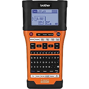 Brother P-Touch Edge PT-E550W Handheld Label Maker, Orange, Industrial Wireless Electronic Labelling Kit PTE550W - Up to 30mm/sec, 180 x 360dpi, Auto Strip Cuttter, Backlit LCD Screen