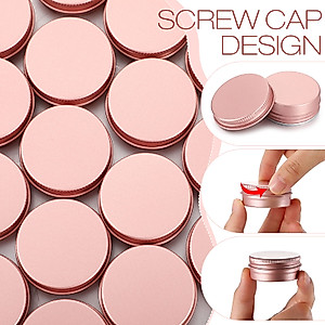 Patelai 64 Pieces Lip Balm Tin Containers Screw Top Round Tin Cans Aluminum Jar with Screw Lid, Empty Bottle Travel Cosmetic Sample Container for DIY(0.5 oz,Rose Gold)
